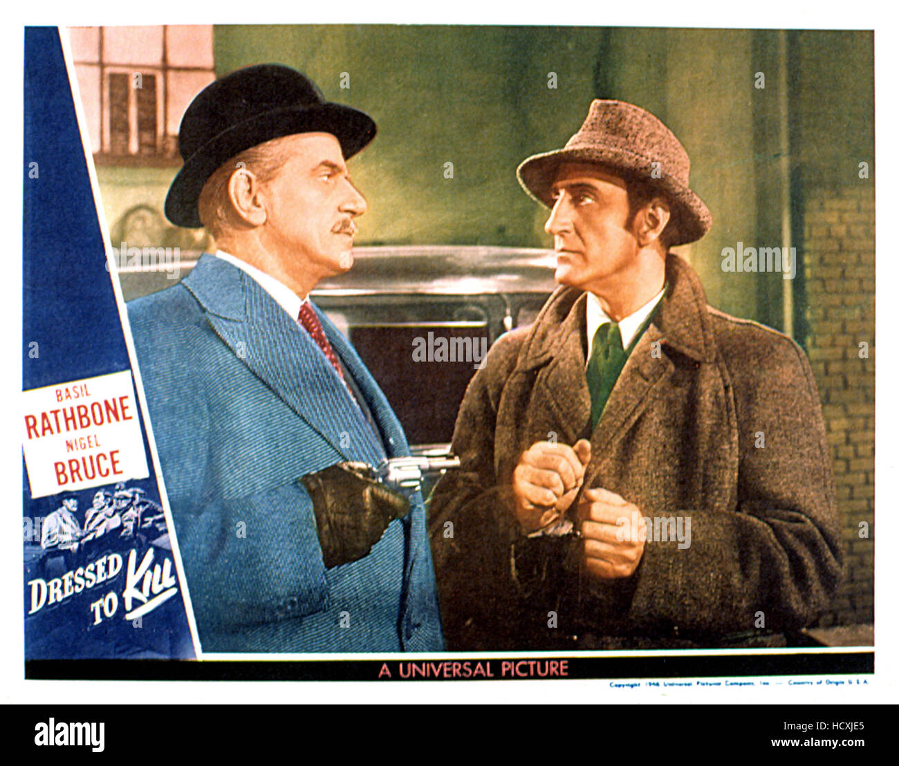 SHERLOCK HOLMES IN DRESSED TO KILL, Frederick Worlock, Basil Rathbone, 1946 Stock Photo - Alamy