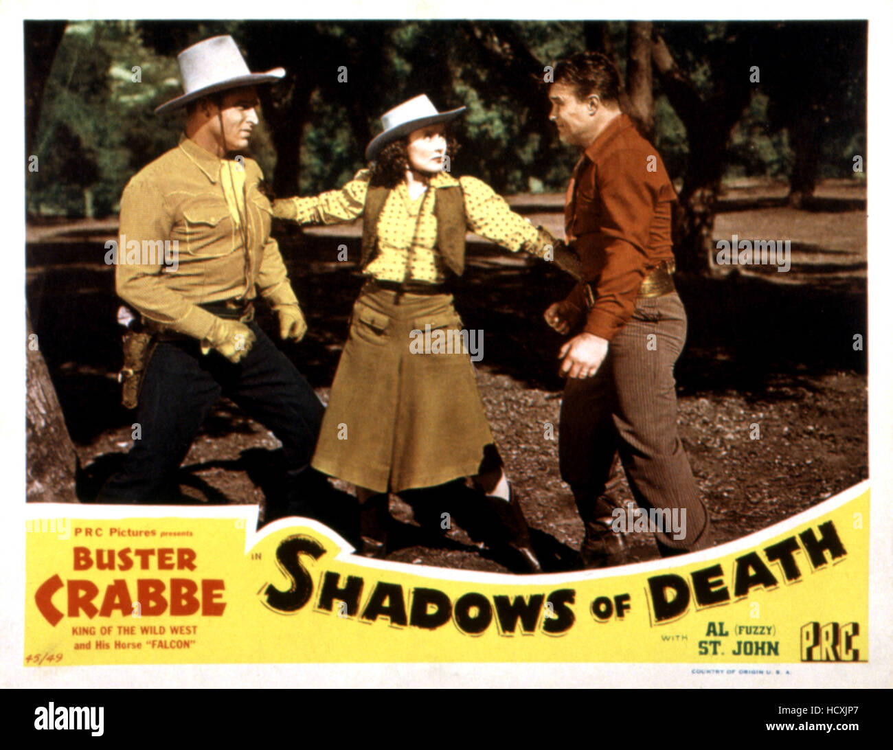 SHADOWS OF DEATH, Buster Crabbe, Dona Dax, Eddie Hall, 1945 Stock Photo ...