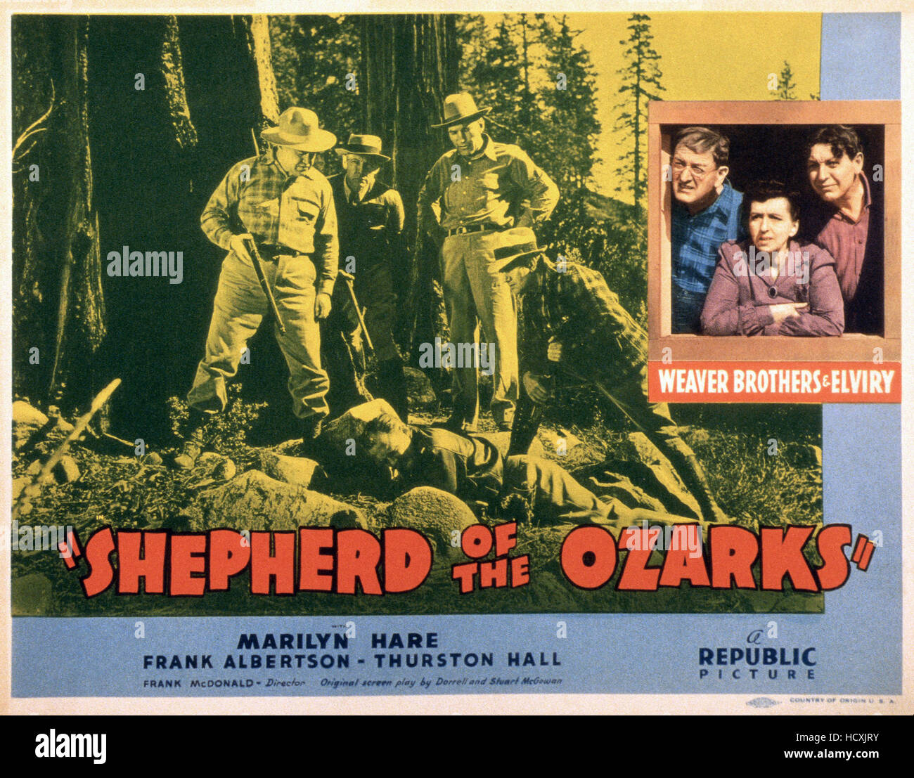 SHEPHERD OF THE OZARKS, US lobbycard, Thurston Hall (standing left ...