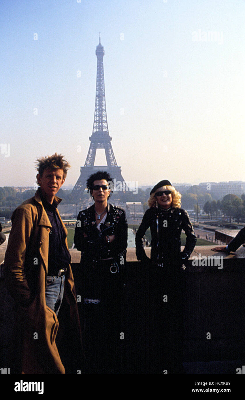 SID AND NANCY, Director Alex Cox, Gary Oldman, Chloe Webb on location ...