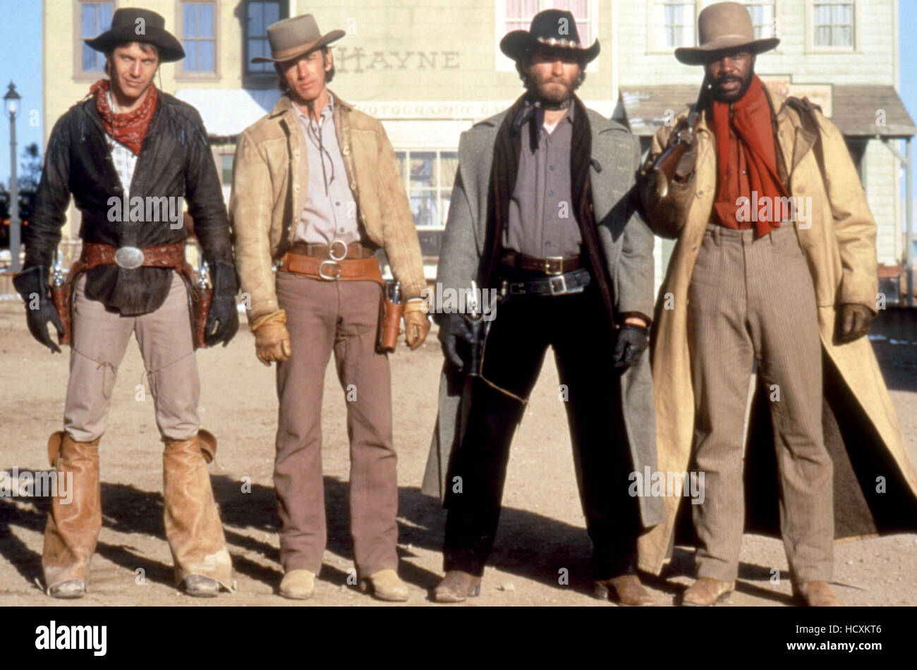 SILVERADO, (l-r): Kevin Costner, Scott Glenn, Kevin Kline, Danny Glover ...