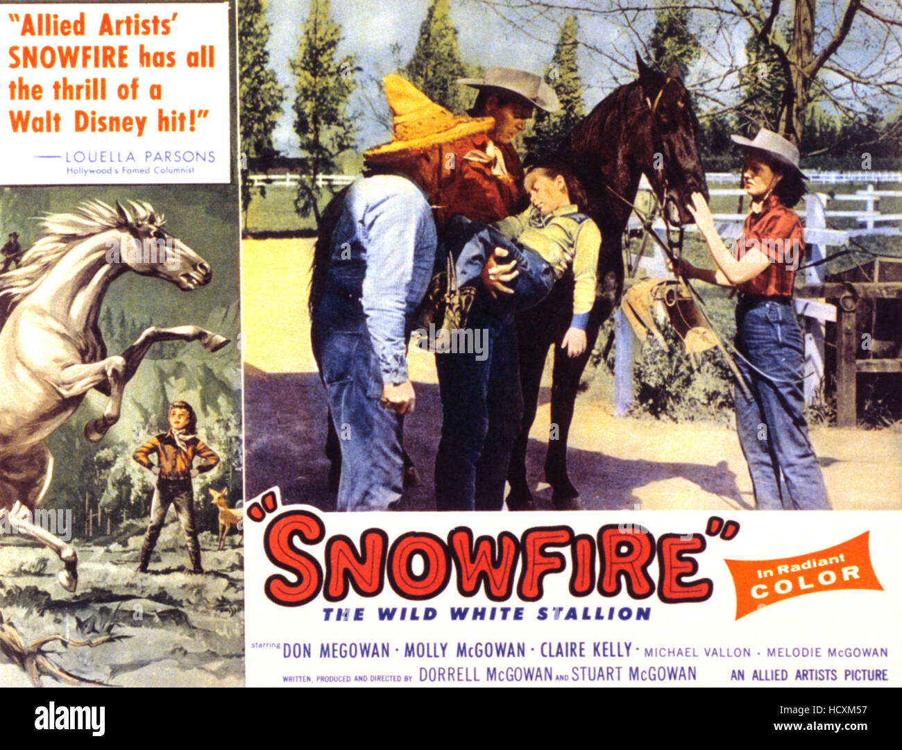 SNOWFIRE, center: Don Megowan holding Molly McGowan on lobbycard, 1958 ...