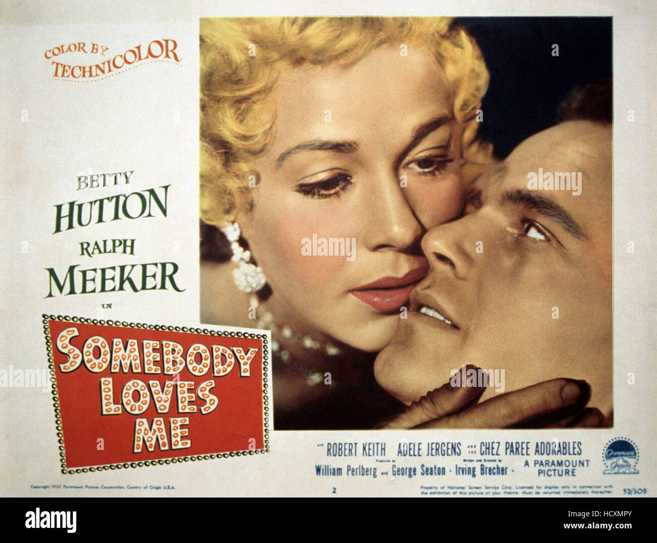 SOMEBODY LOVES ME, from left: Betty Hutton, Ralph Meeker, 1952 Stock ...