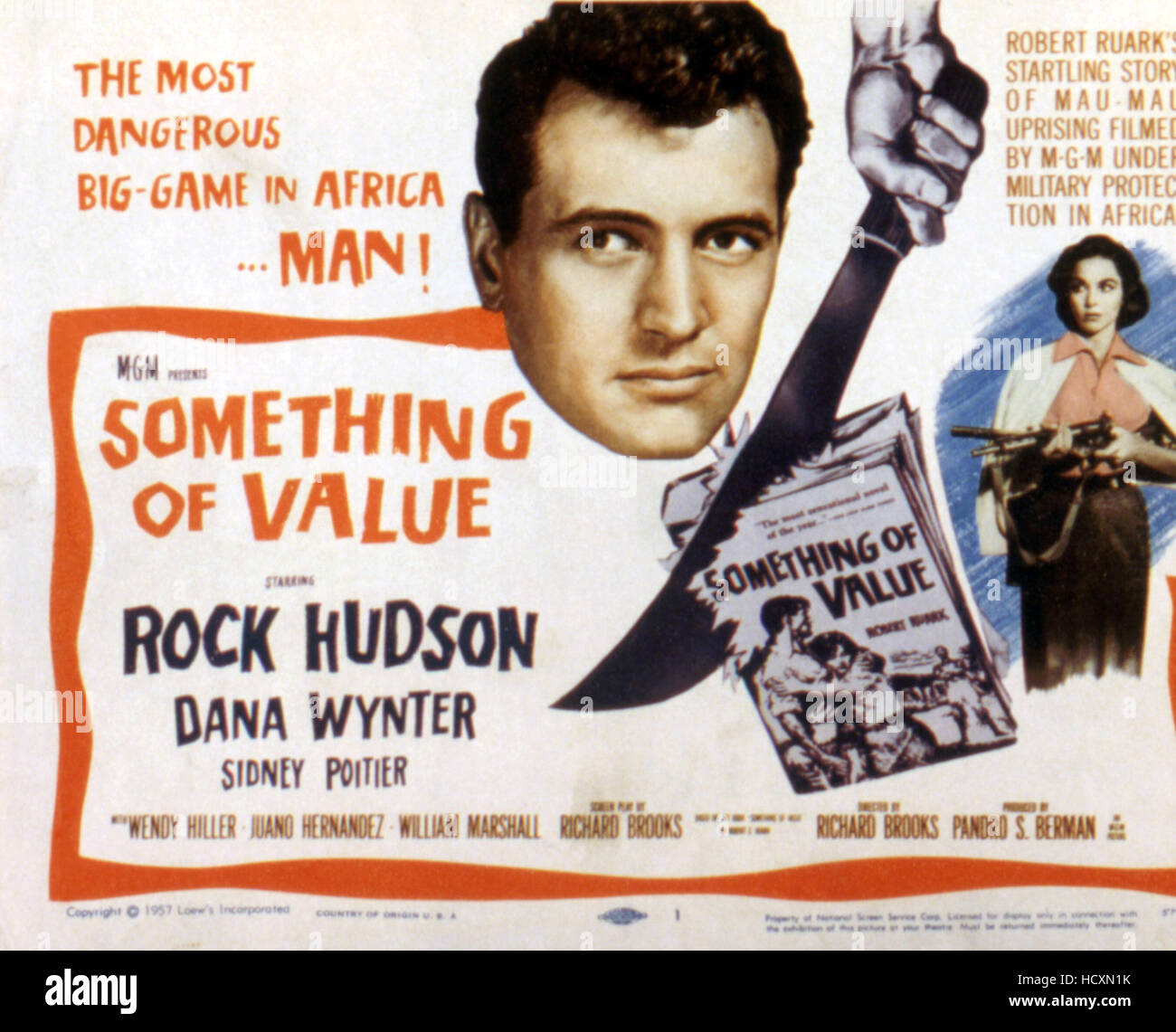 SOMETHING OF VALUE, Rock Hudson, Dana Wynter, 1957 Stock Photo - Alamy