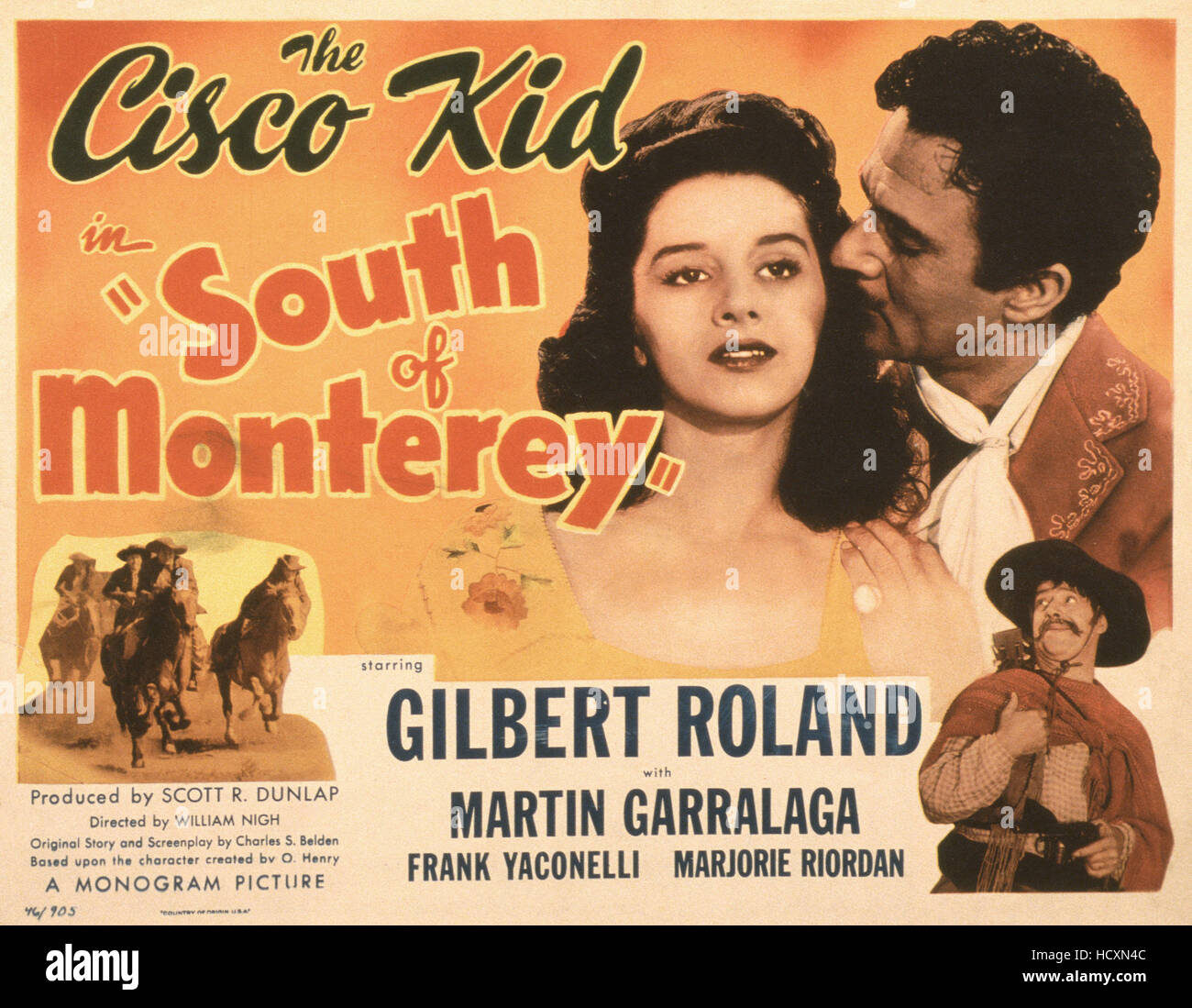 SOUTH OF MONTEREY, US poster, top from left: Marjorie Riordan, Gilbert ...