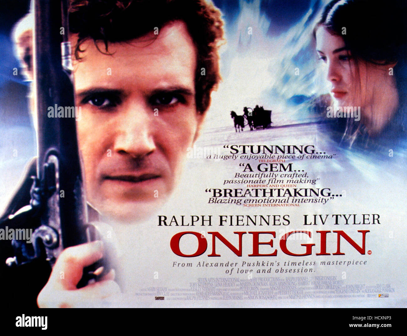 ONEGIN, British poster, from left: Ralph Fiennes, Liv Tyler, 1999 ...