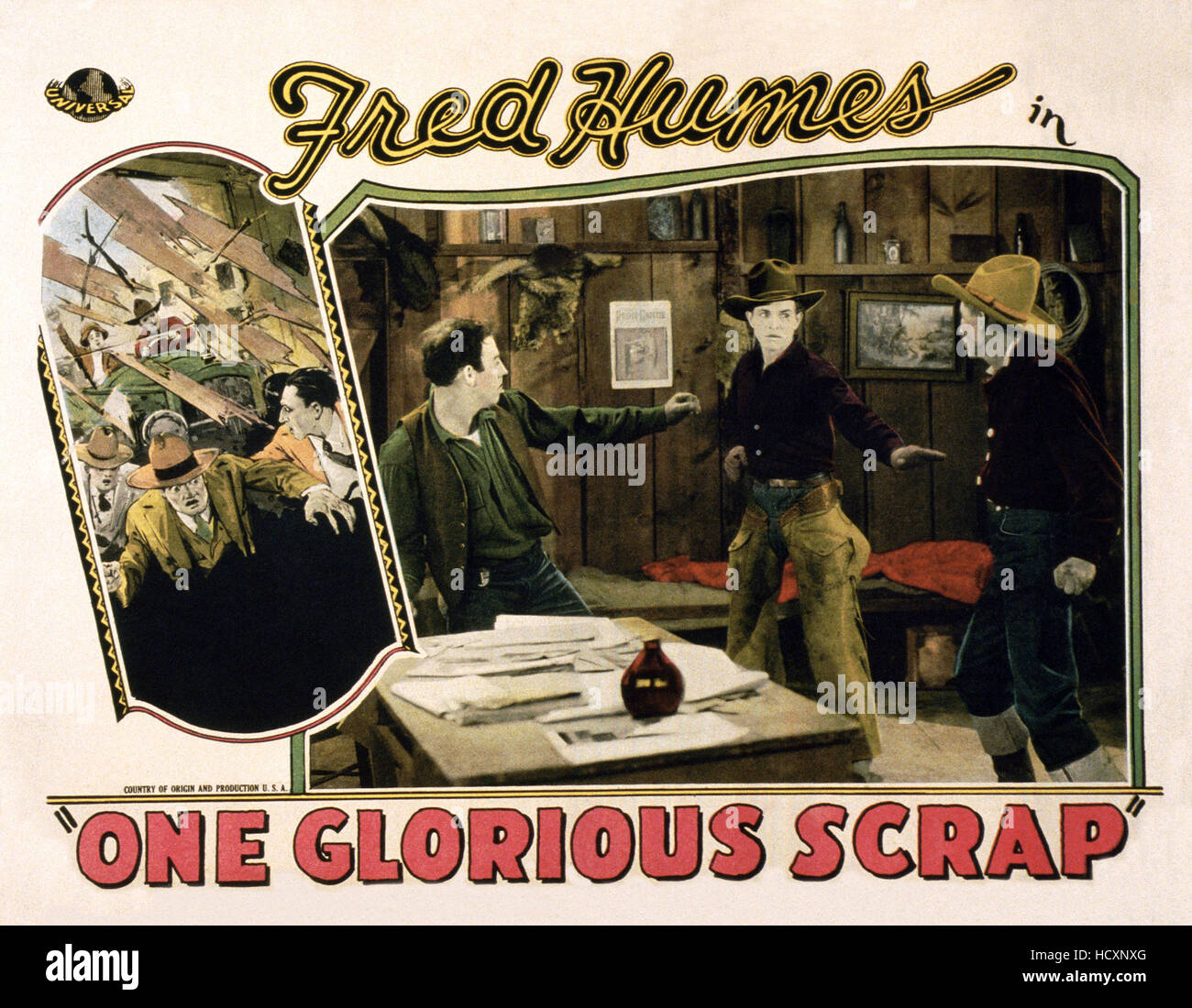 ONE GLORIOUS SCRAP, US lobbycard, Fred Humes (center), 1927 Stock Photo ...
