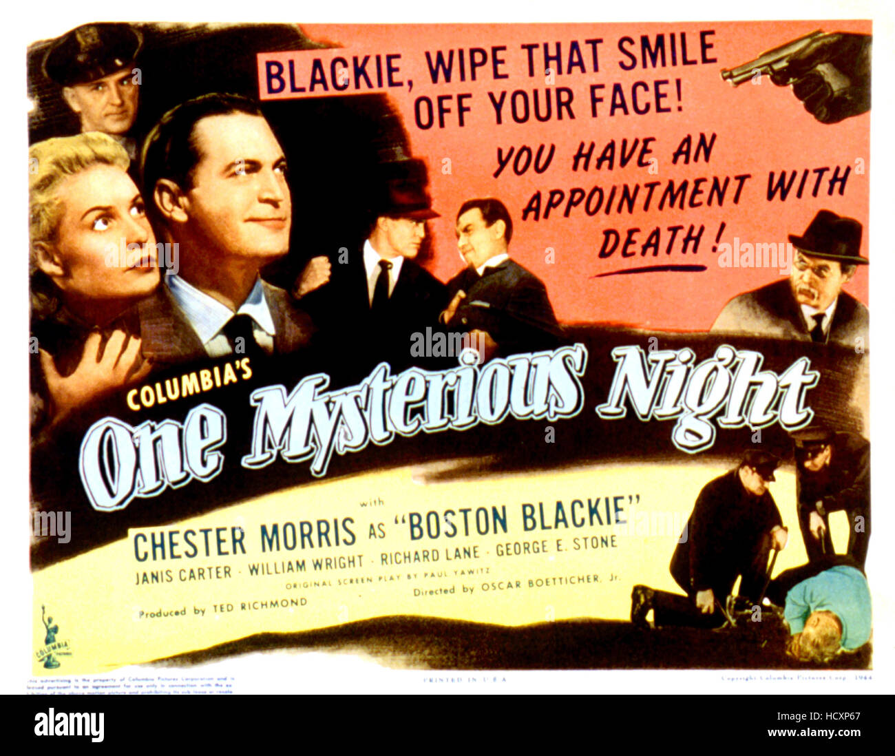 ONE MYSTERIOUS NIGHT, Janis Carter, Chester Morris, William Wright ...