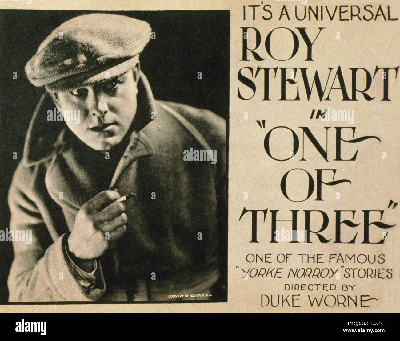 ONE OF THREE, US lobbycard, Roy Stewart, 1923 Stock Photo - Alamy