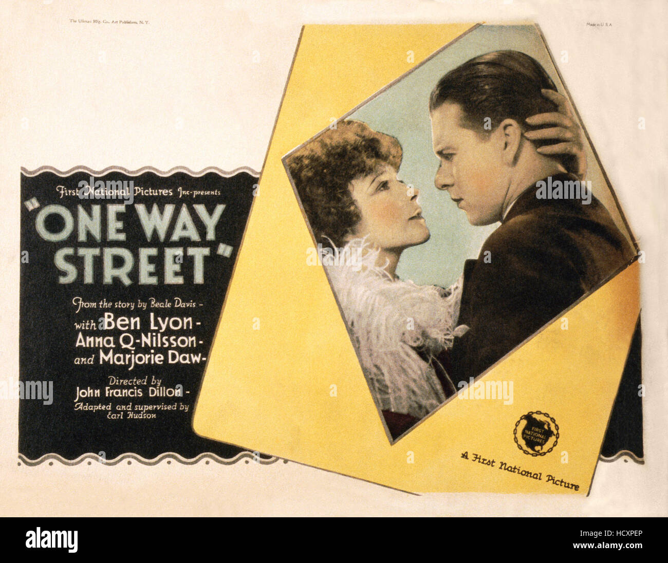 ONE WAY STREET, US lobbycard, from left: Anna Q. Nilsson, Ben Lyon ...