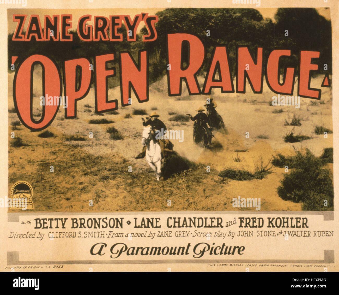 OPEN RANGE, US poster, 1927 Stock Photo - Alamy