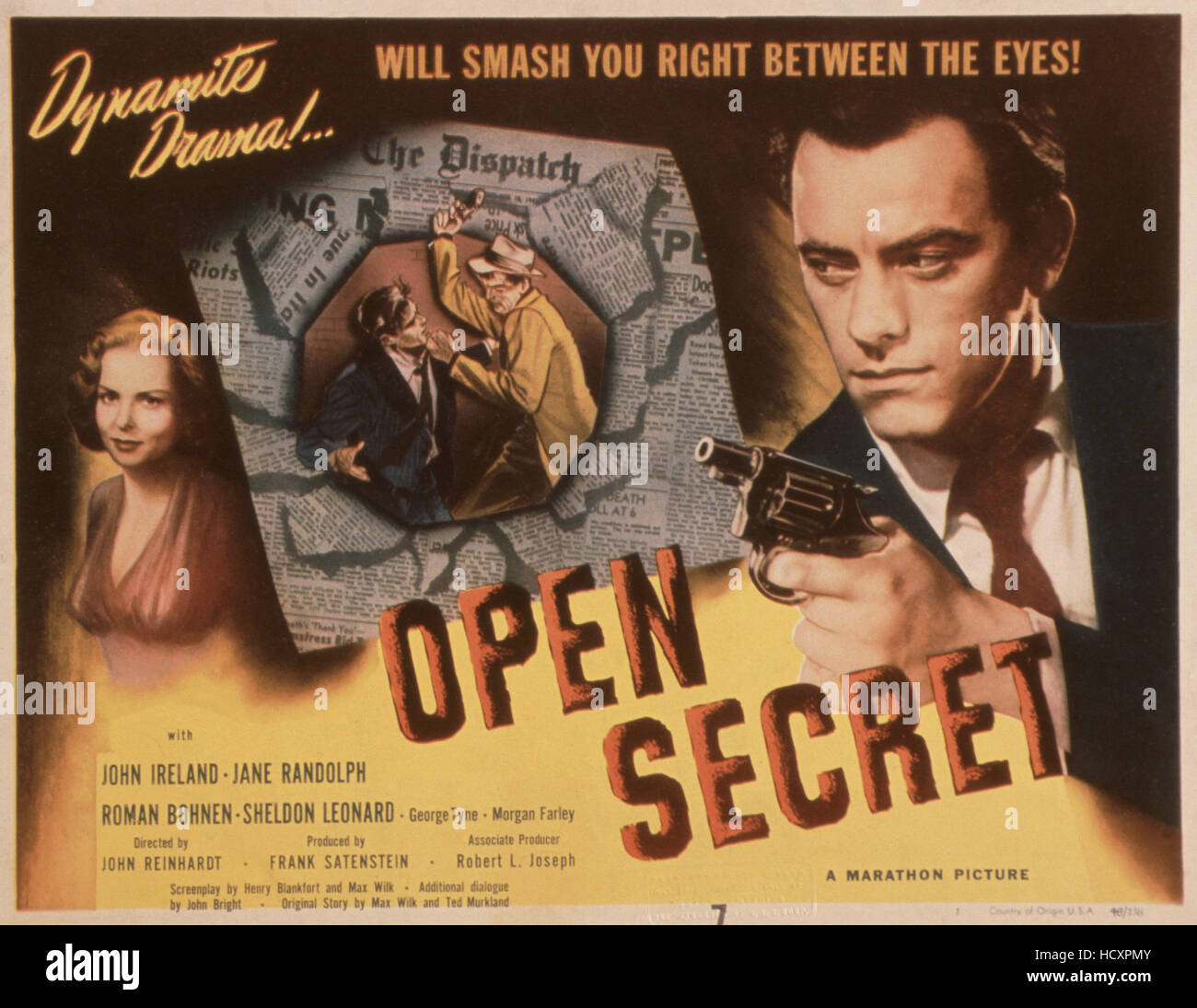 OPEN SECRET, US poster, from left: Jane Randolph, John Ireland, 1948 ...