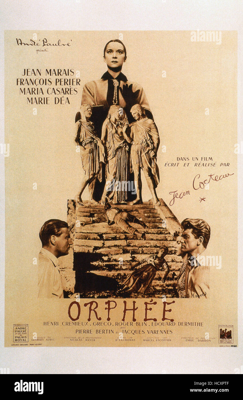 ORPHEE, (aka ORPHEUS), French poster, Maria Casares (top), Jean Marais ...