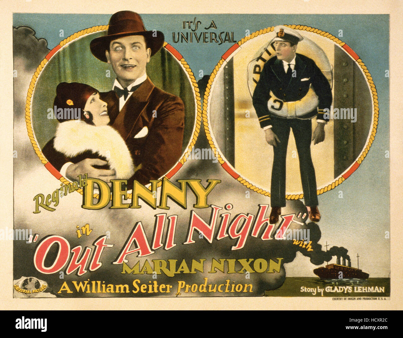 OUT ALL NIGHT, US lobbycard, from left: Marian Nixon, Reginald Denny ...