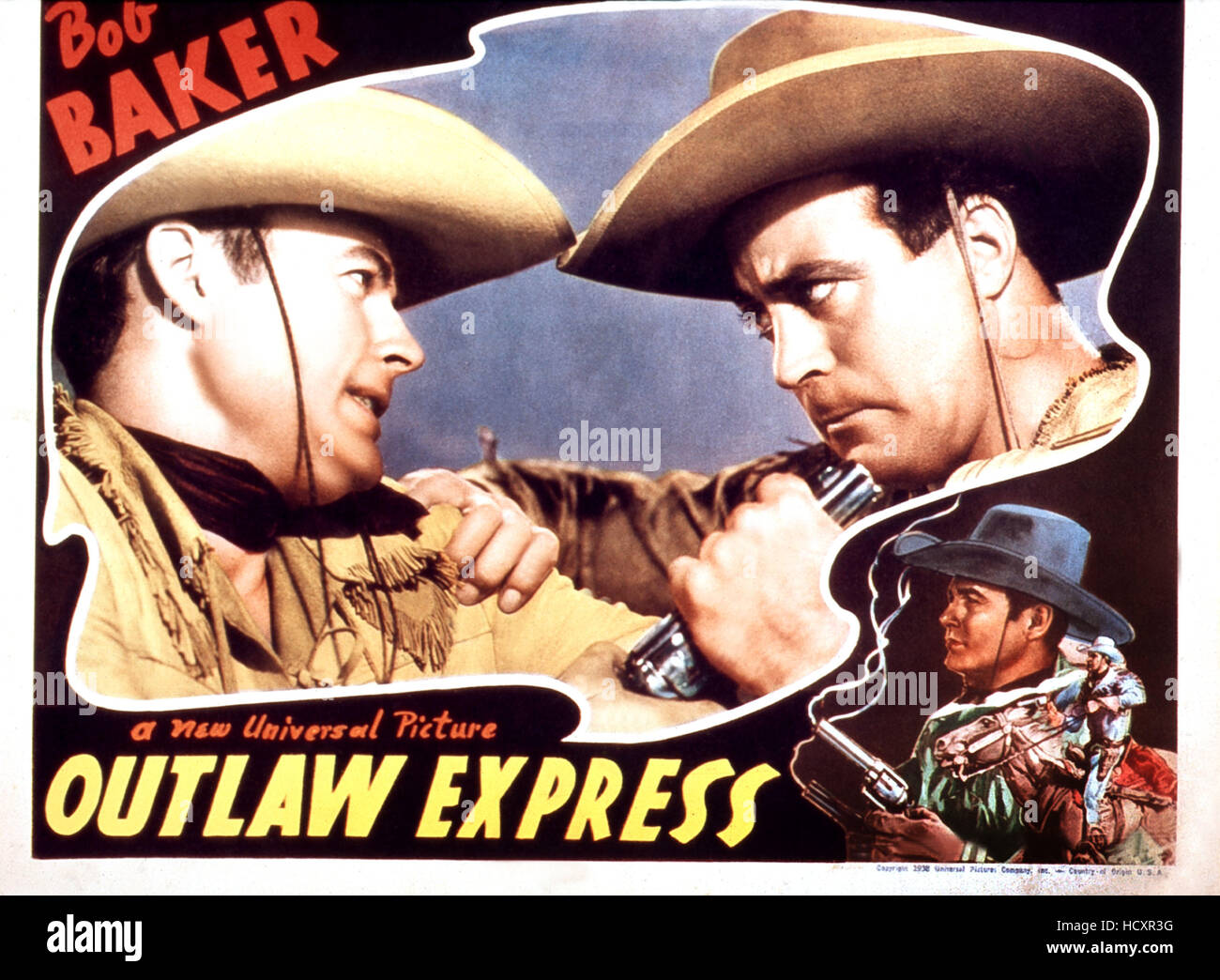 OUTLAW EXPRESS, from left: Bob Baker, LeRoy Mason, 1938 Stock Photo - Alamy