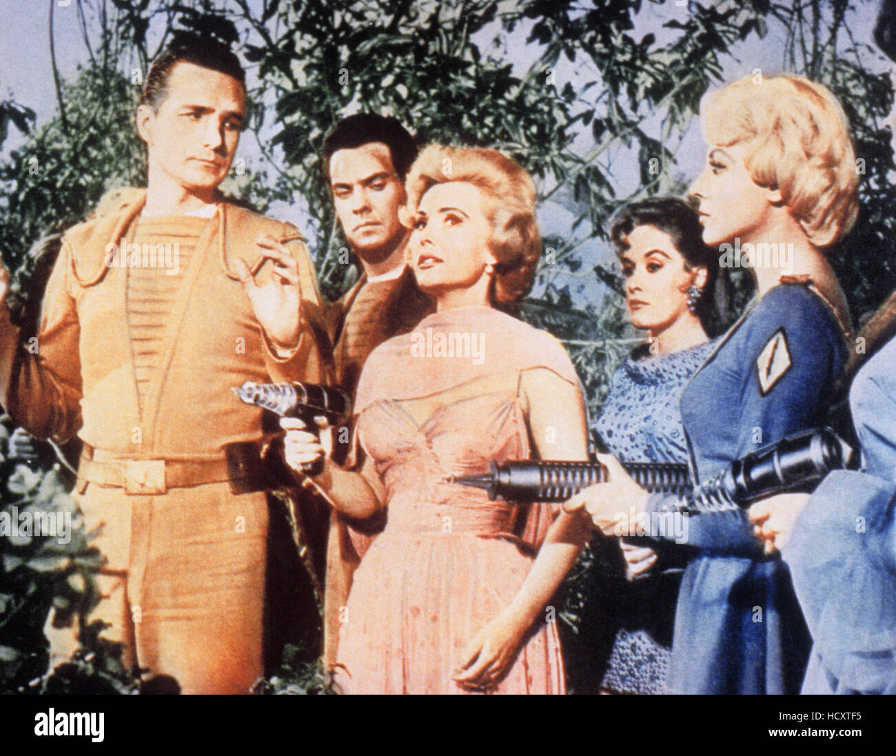 QUEEN OF OUTER SPACE, from left: Eric Fleming, Dave Willock, Zsa Zsa ...