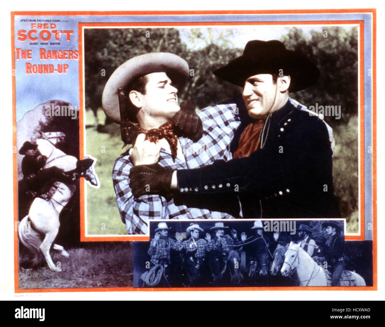 THE RANGERS' ROUND-UP, inset right: Fred Scott on lobbycard, 1938 Stock ...