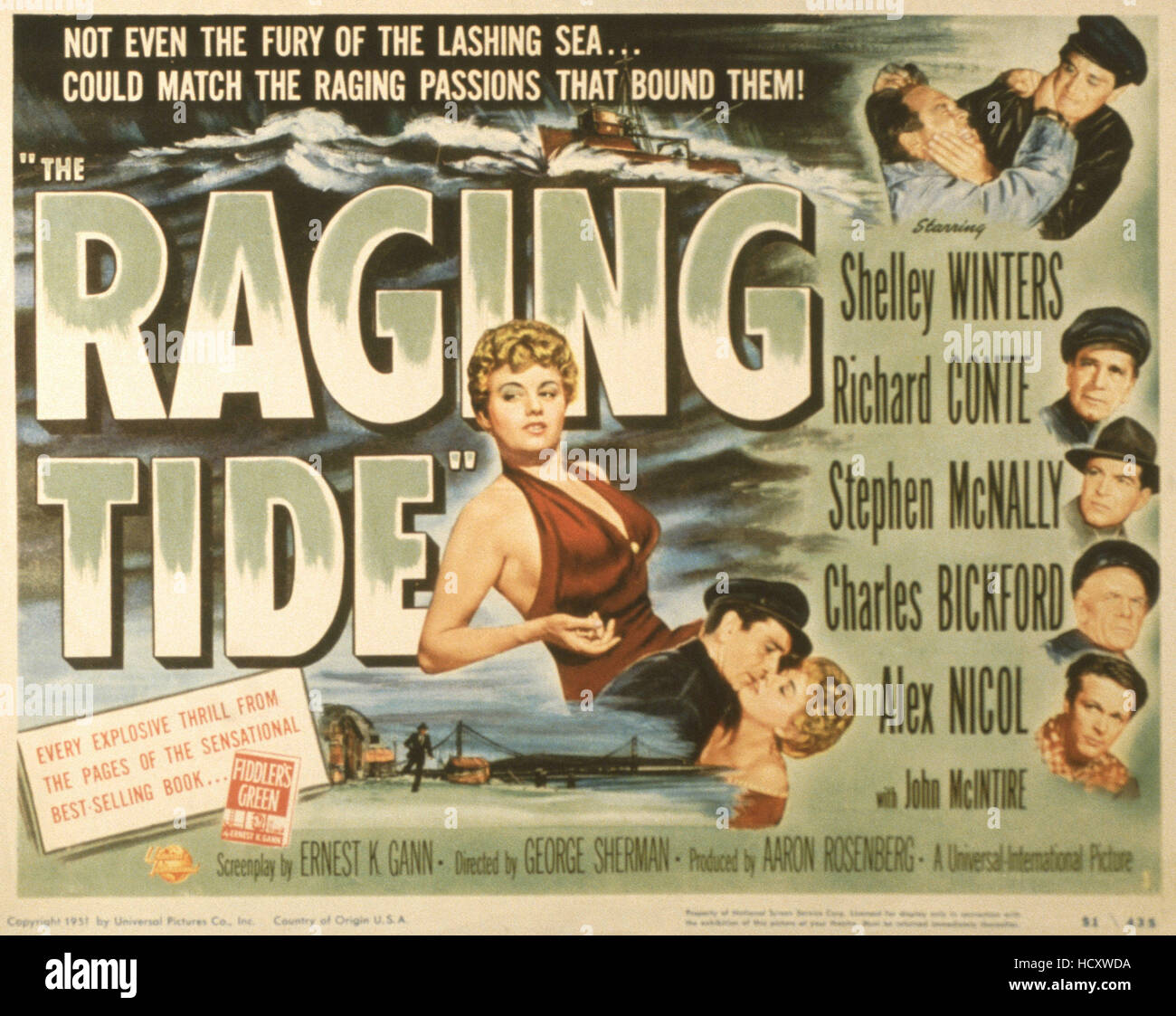 THE RAGING TIDE, US poster, center from top: Shelley Winters, Richard ...