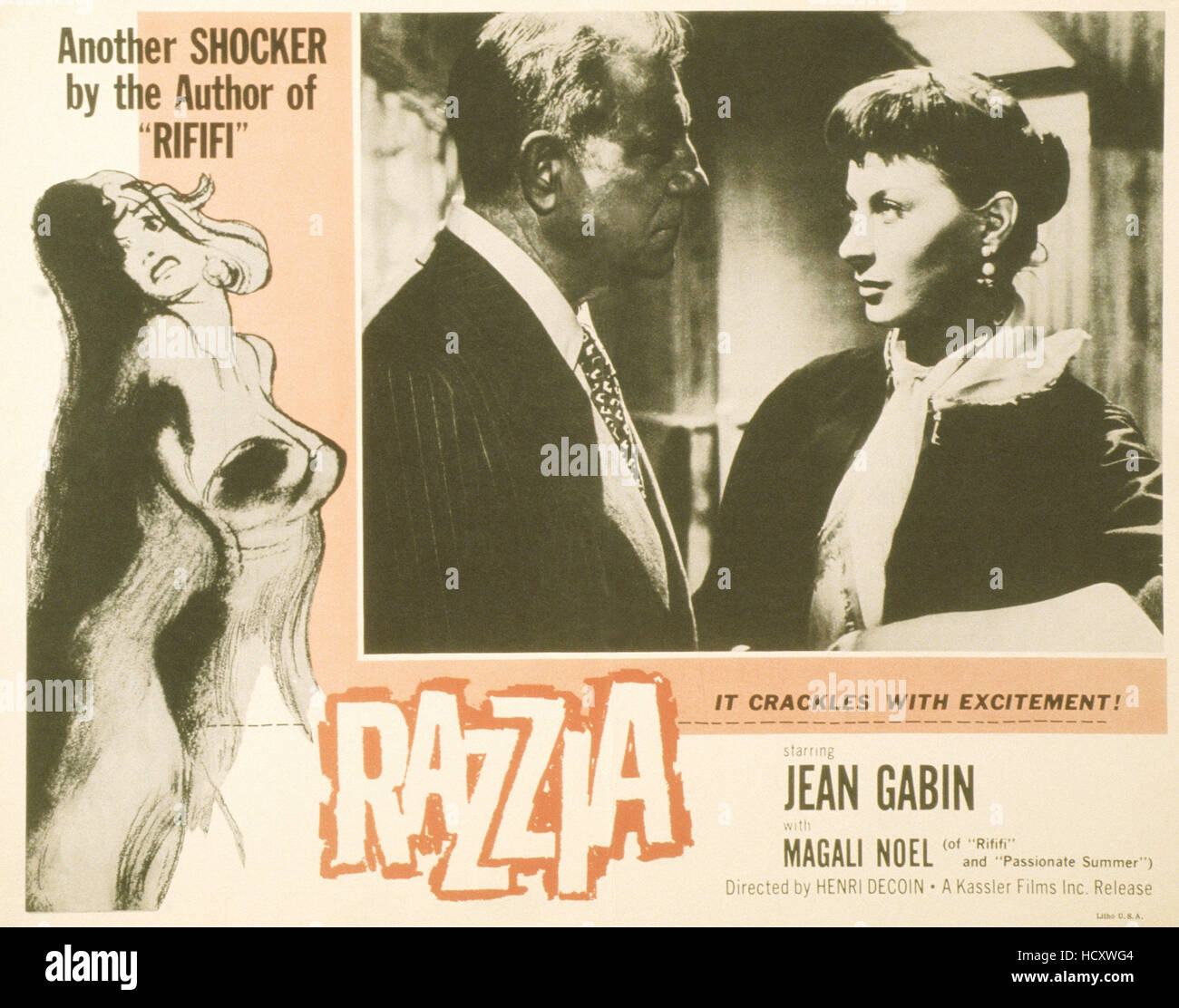 RAZZIA, (aka RAZZIA SUR LA CHNOUF), US lobbycard, from left: Jean Gabin ...