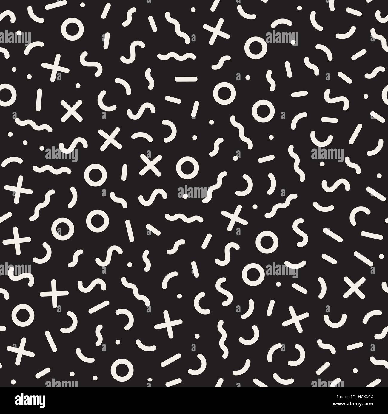 Scattered Geometric Line Shapes. Vector Seamless Black and White ...