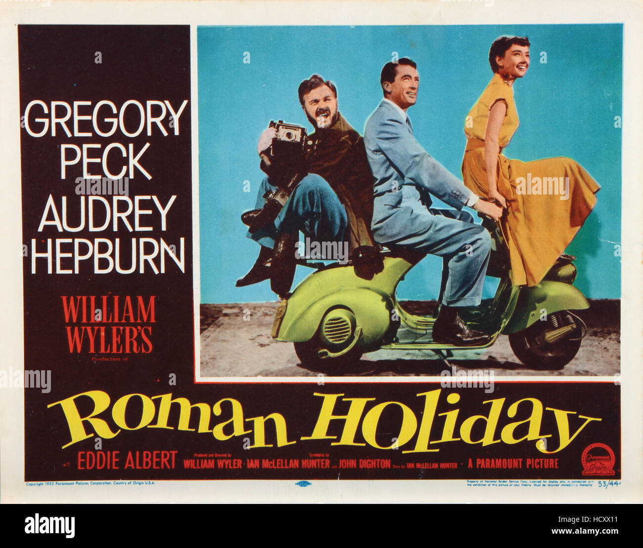 ROMAN HOLIDAY, Eddie Albert, Gregory Peck, Audrey Hepburn, 1953 Stock ...