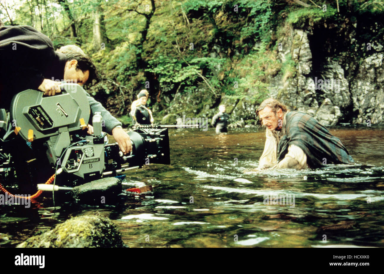 ROB ROY, Liam Neeson (in water) filming on set, 1995, © United Artists ...