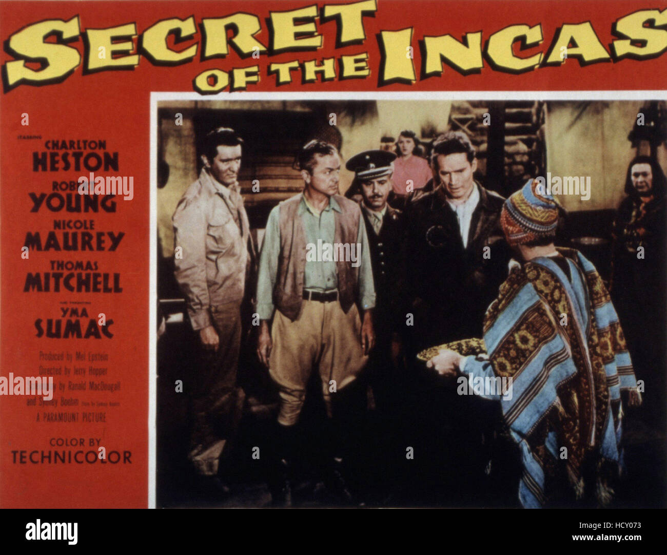 SECRET OF THE INCAS, William Henry (left), Robert Young (second from left) Charlton Heston ...
