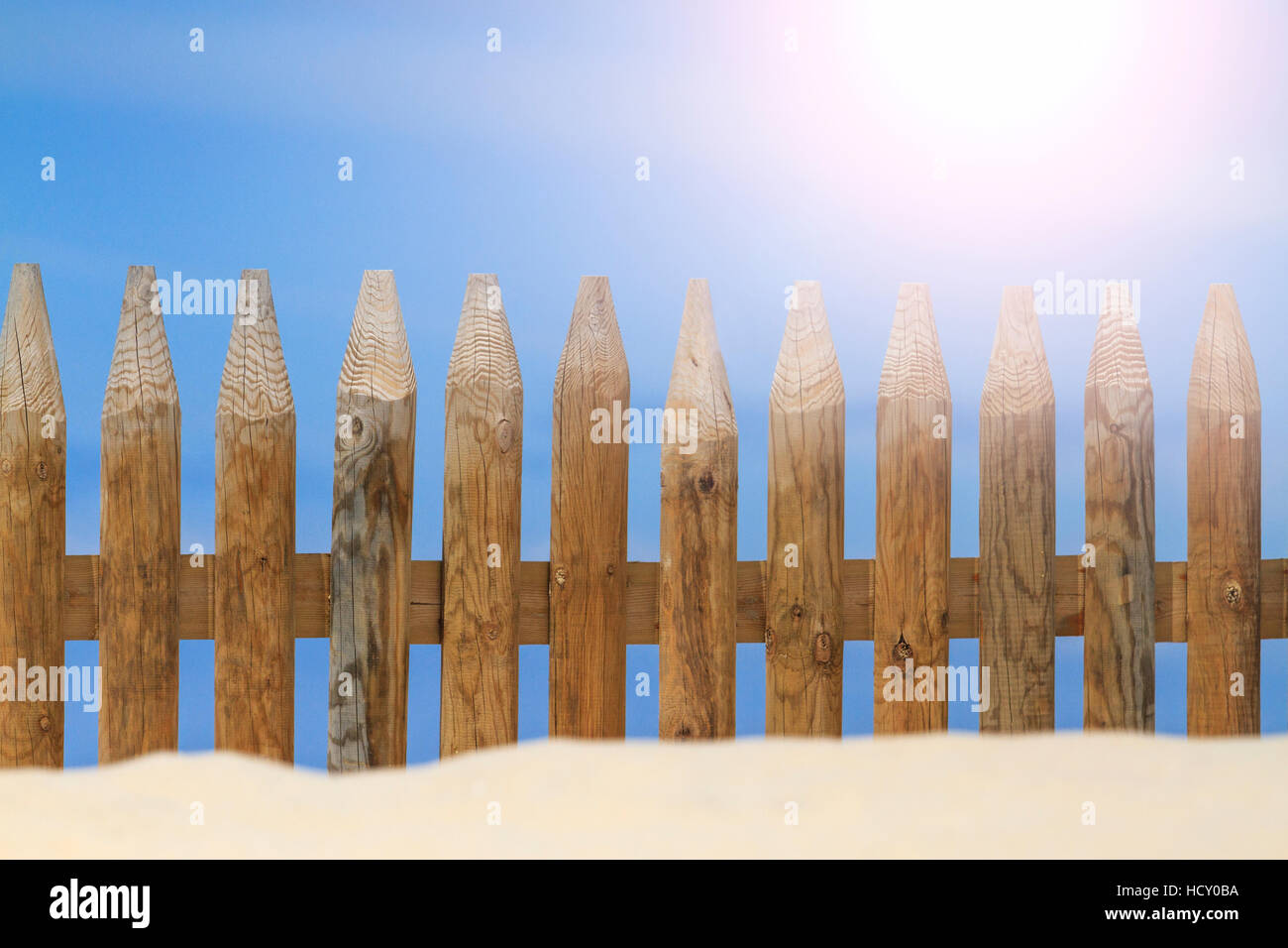 wooden fence on the beach with sunny hotspot,city beach, sea, ocean ...