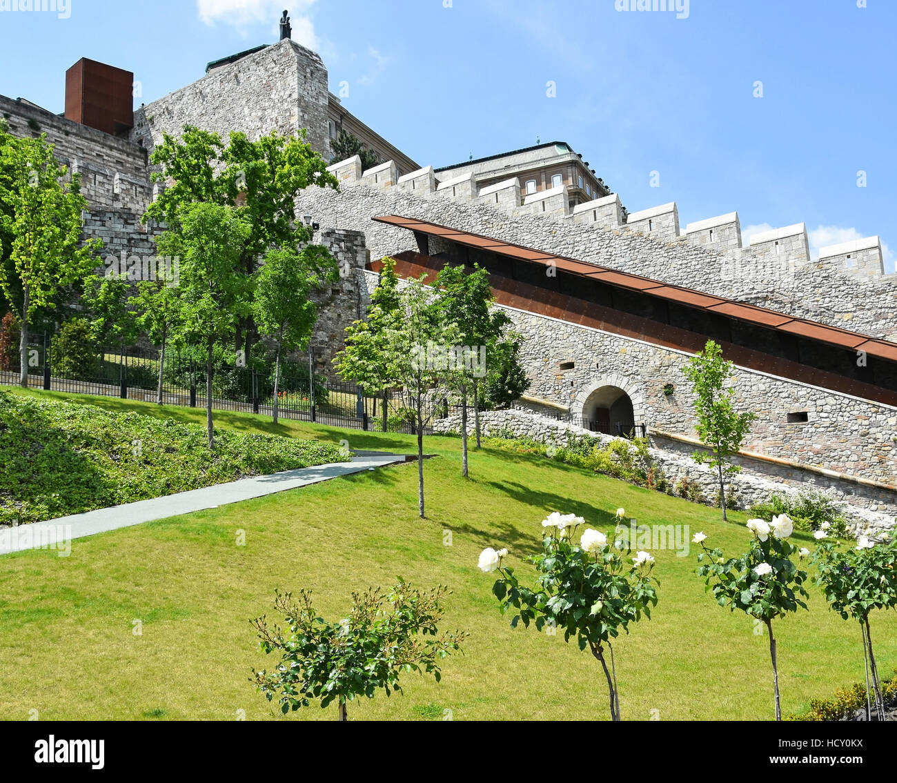 Park next to the Royal Palace of Buda, Budapest, Hungary Stock Photo ...