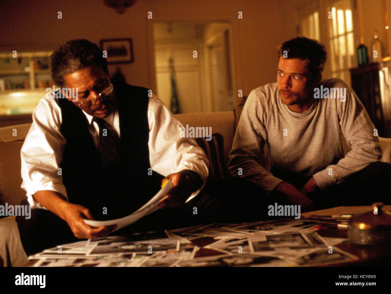 SEVEN,(aka SE7EN), Morgan Freeman, Brad Pitt, 1995 Stock Photo - Alamy