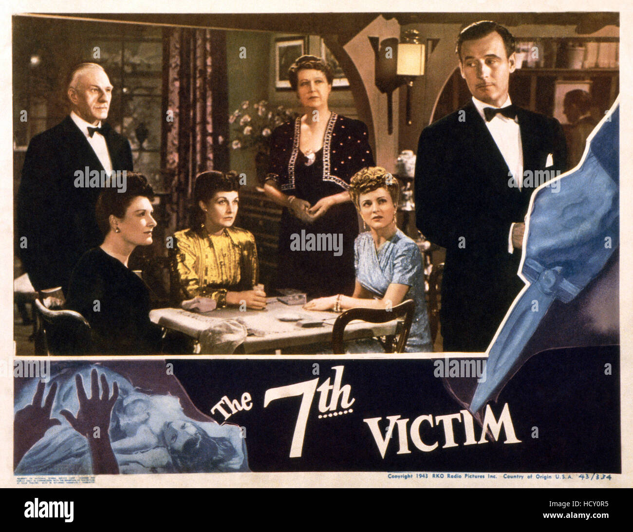 THE SEVENTH VICTIM, US lobbycard, Tom Conway (right), 1943 Stock Photo ...