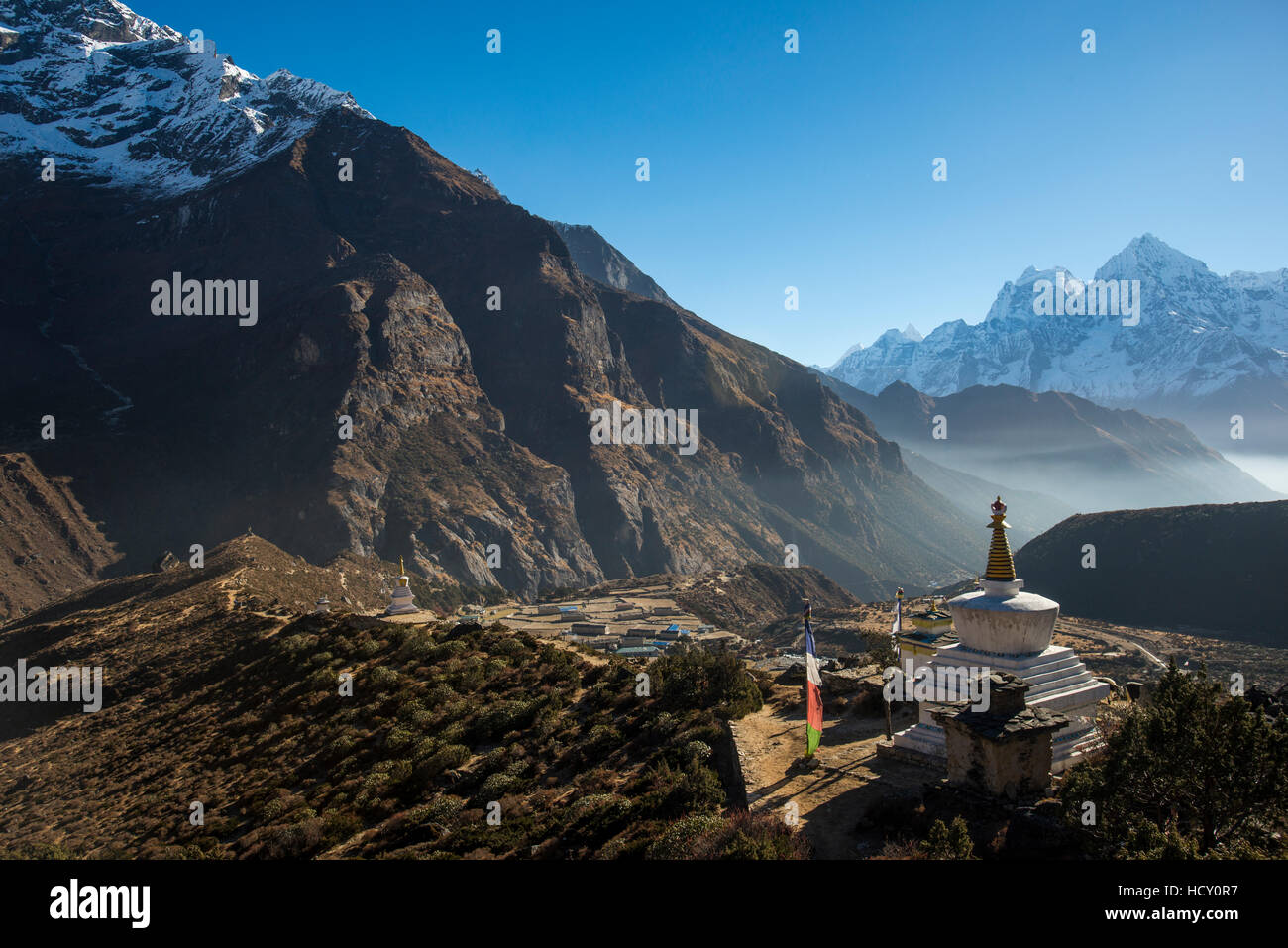 A view from Thame monastery with Thermserku and Kantega peaks in the ...