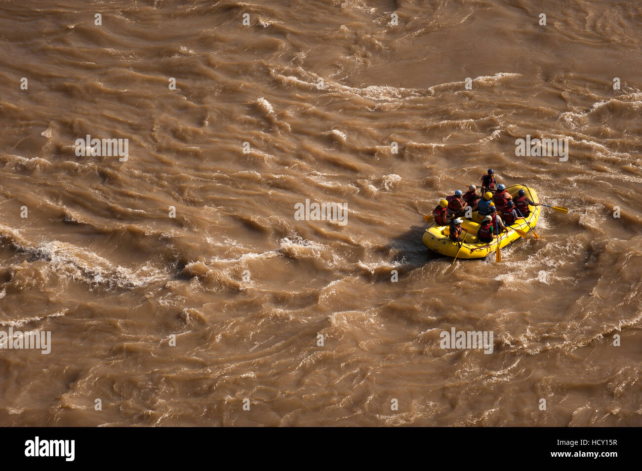 Tourists having fun rafting on the sacred River Ganges (Mother Ganga ...