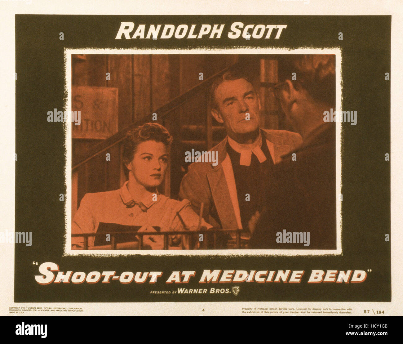 SHOOT-OUT AT MEDICINE BEND, US lobbycard, from left: Angie Dickinson ...
