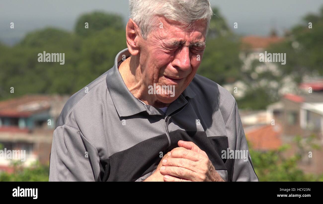 Crying Old Man Or Senior Stock Photo - Alamy