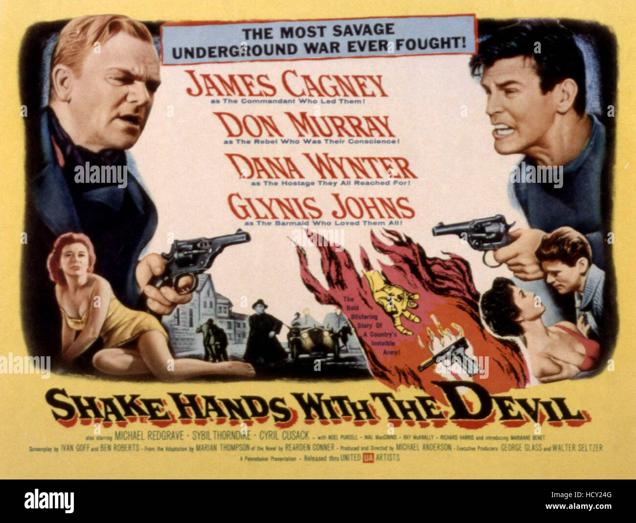 SHAKE HANDS WITH THE DEVIL, James Cagney, Don Murray, Glynis Johns, Dana Wynter, 1959 Stock ...