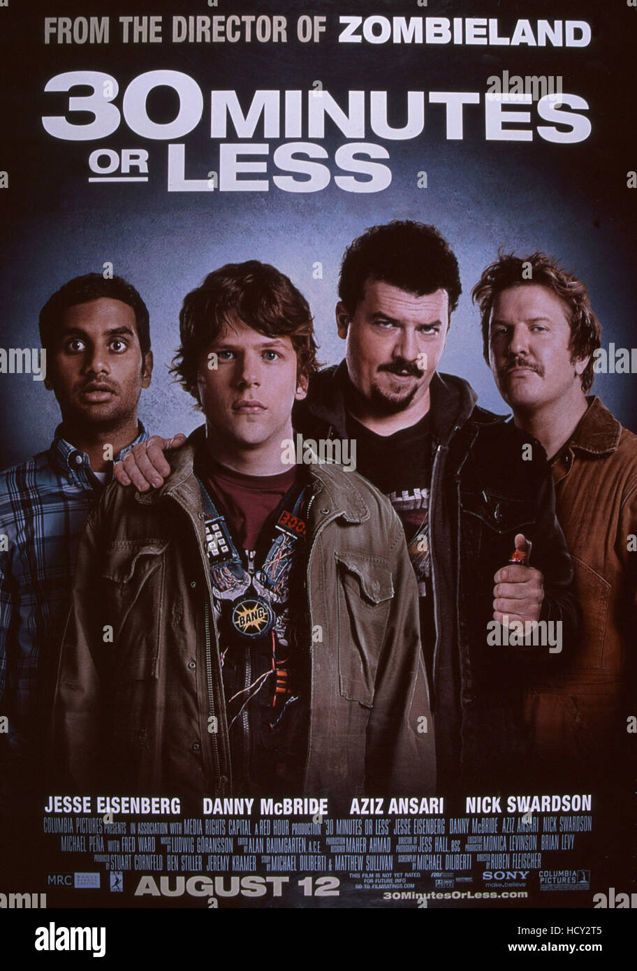 30 MINUTES OR LESS, US poster, from left: Aziz Ansari, Jesse Eisenberg ...