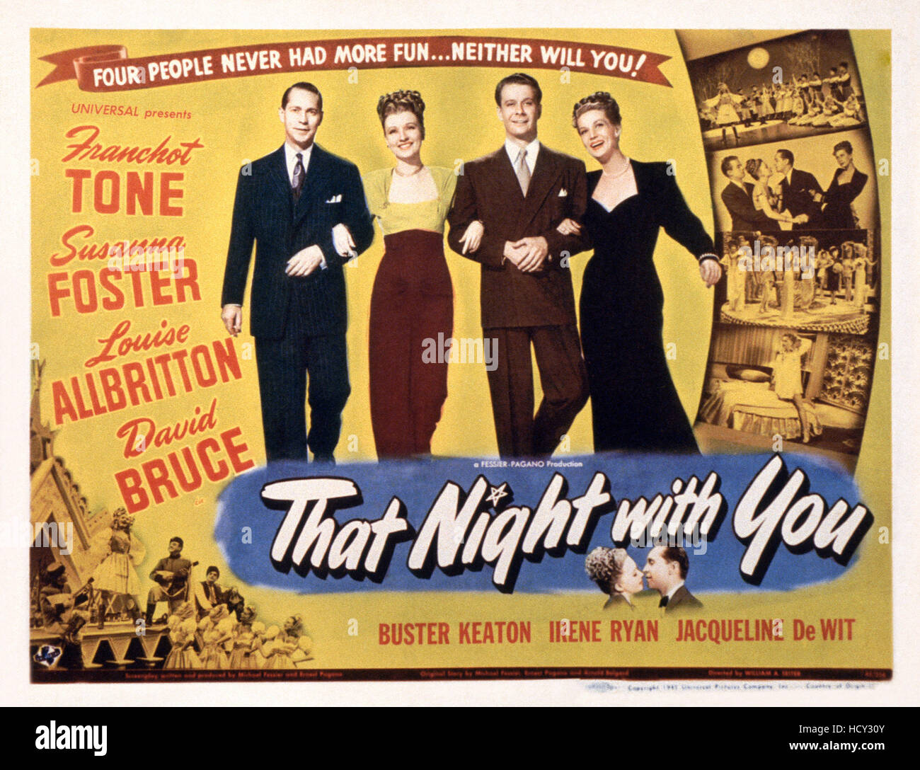 THAT NIGHT WITH YOU, US lobbycard, from left: Franchot Tone, Susanna ...