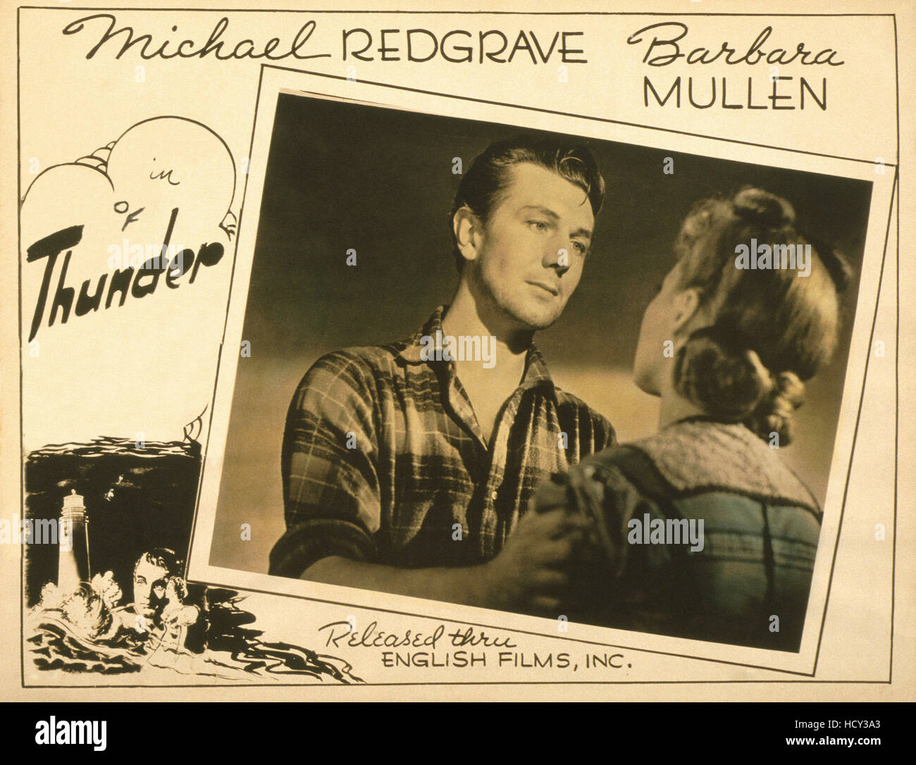 THUNDER ROCK, US lobbycard, Michael Redgrave (left), 1942 Stock Photo ...