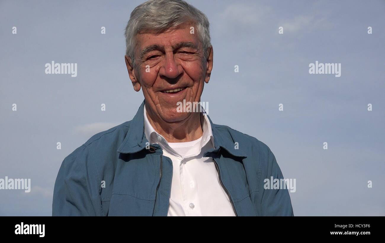 Happy Confident Elderly Old Man Stock Photo - Alamy