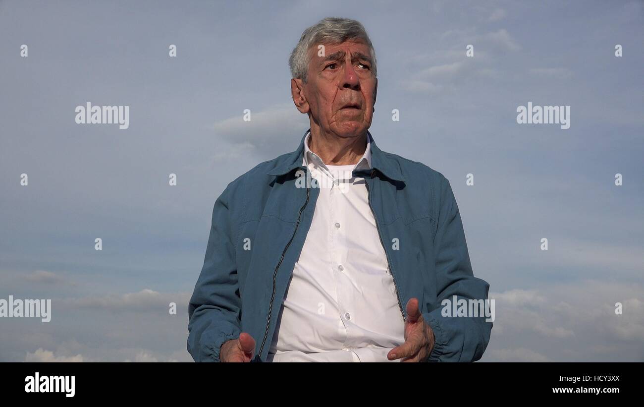 Confused Old Man With Dementia Stock Photo - Alamy