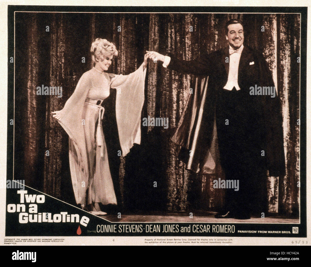 TWO ON A GUILLOTINE, US lobbycard, from left: Connie Stevens, Cesar ...