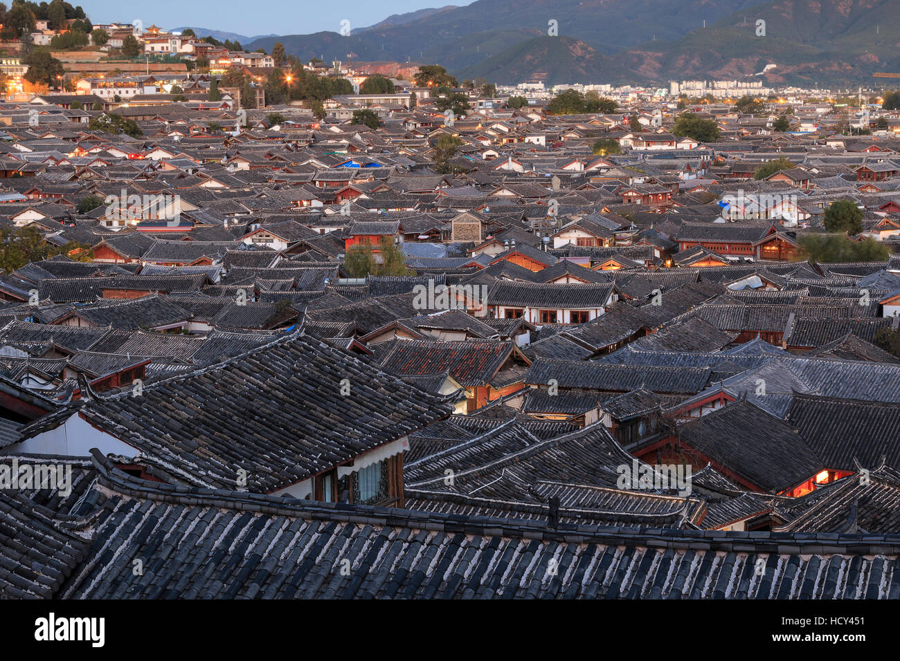 Aerial view of Lijiang Old Town in Yunnan, China Stock Photo - Alamy