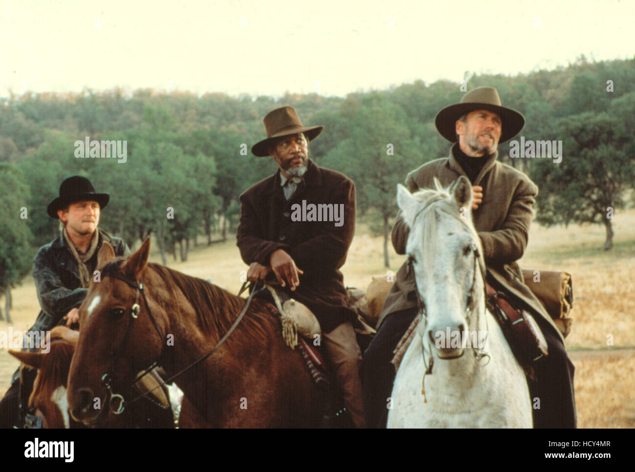 UNFORGIVEN, Jaimz Woolvett, Morgan Freeman, Clint Eastwood, 1992 Stock ...