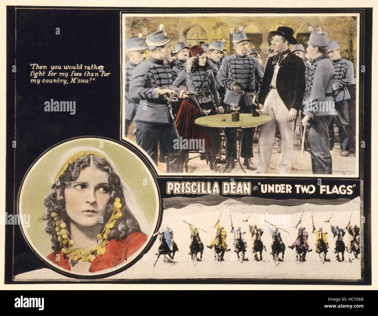 UNDER TWO FLAGS, US lobbycard, Priscilla Dean (bottom left), 1922 Stock ...