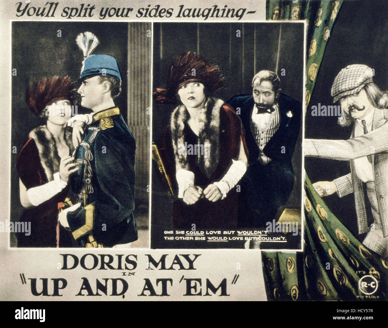 UP AND AT 'EM, US lobbycard, Doris May (left), center from left: Doris ...