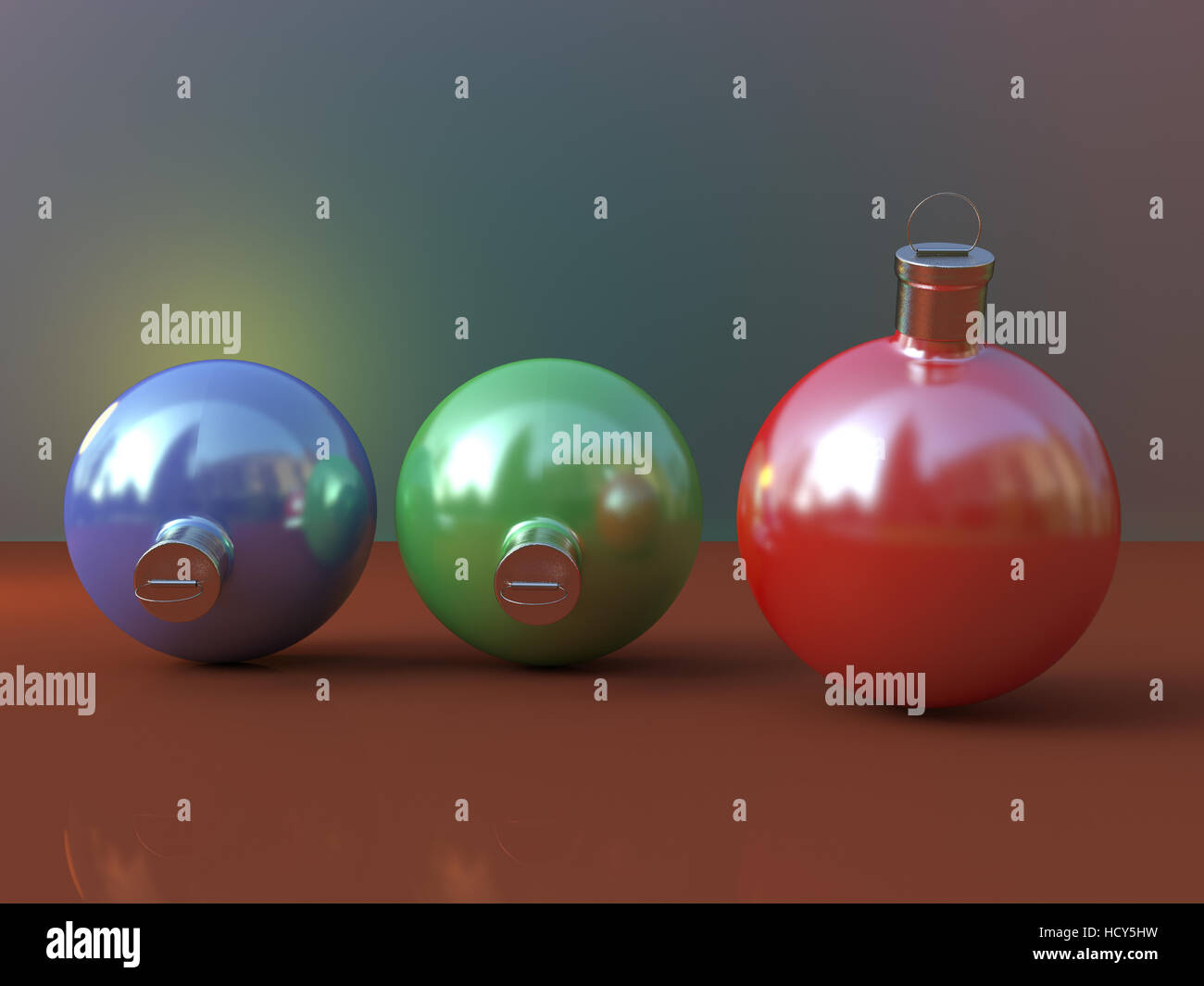 three christmas baubles, photo-realistic computer graphic Stock Photo ...