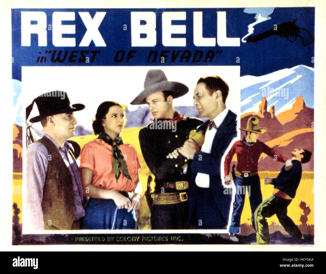 WEST OF NEVADA, Joan Barclay, Rex Bell (second from r.), 1936 Stock ...