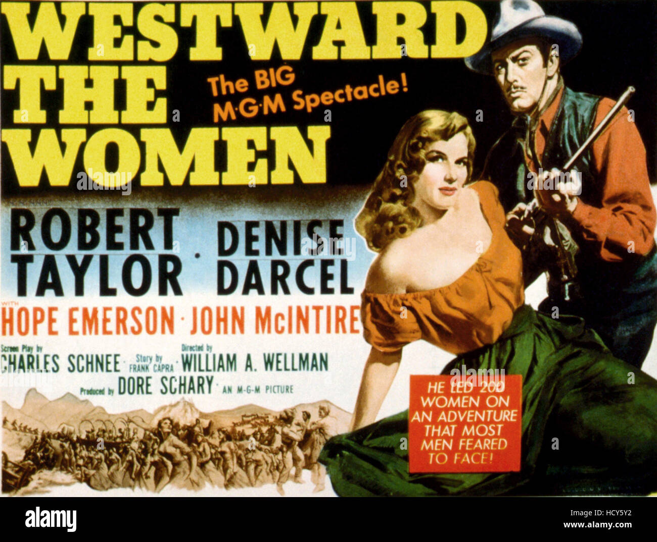 WESTWARD THE WOMEN, Denise Darcel, Robert Taylor, 1951 Stock Photo - Alamy