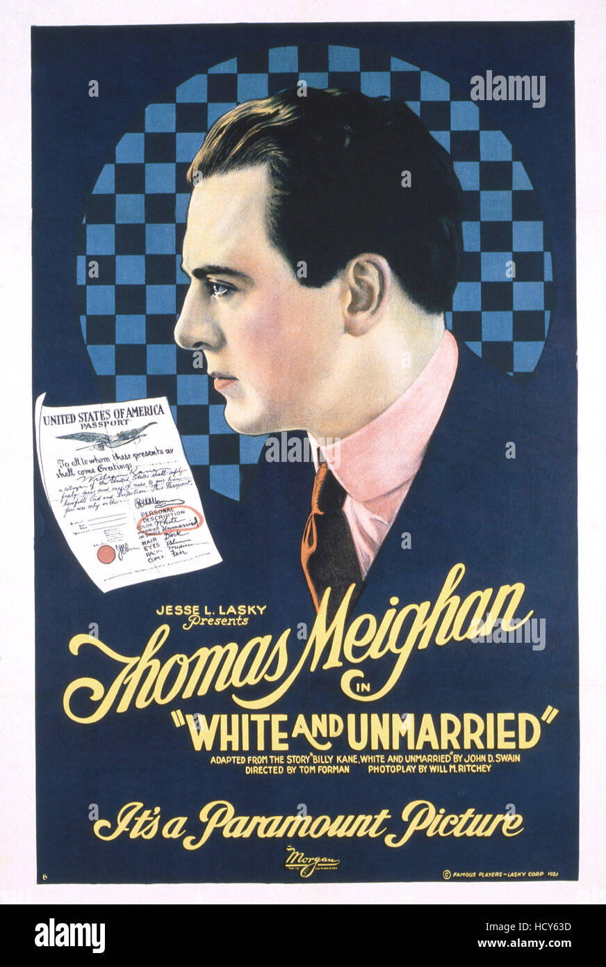 WHITE AND UNMARRIED, US poster, Thomas Meighan, 1921 Stock Photo - Alamy